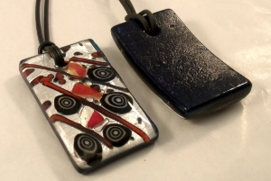 GP39 Hand Made Fused Glass Jewelry-Rectangle ,Saw Blades-Glass Bevels ...